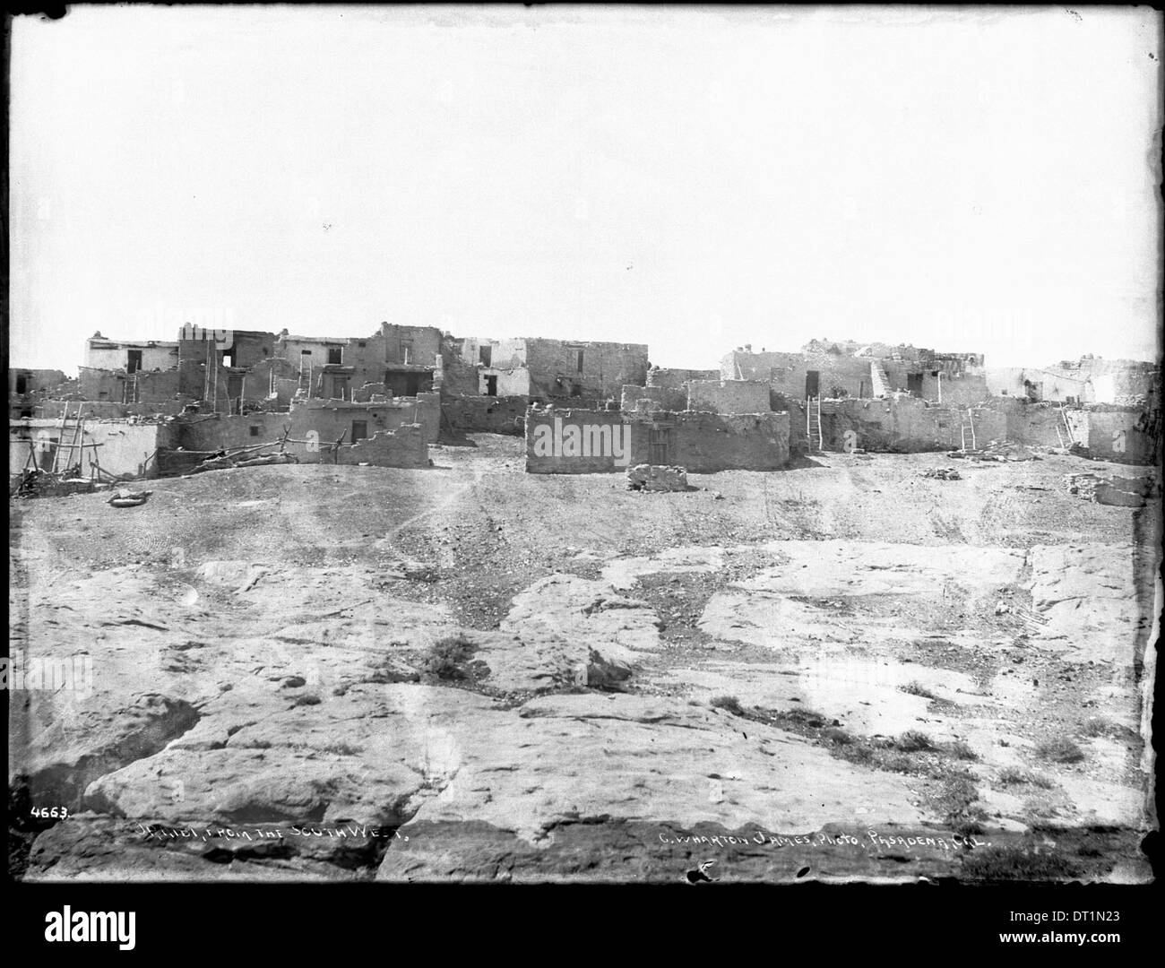 This general view from the southwest captures the Hopi pueblo of Oraibi ...