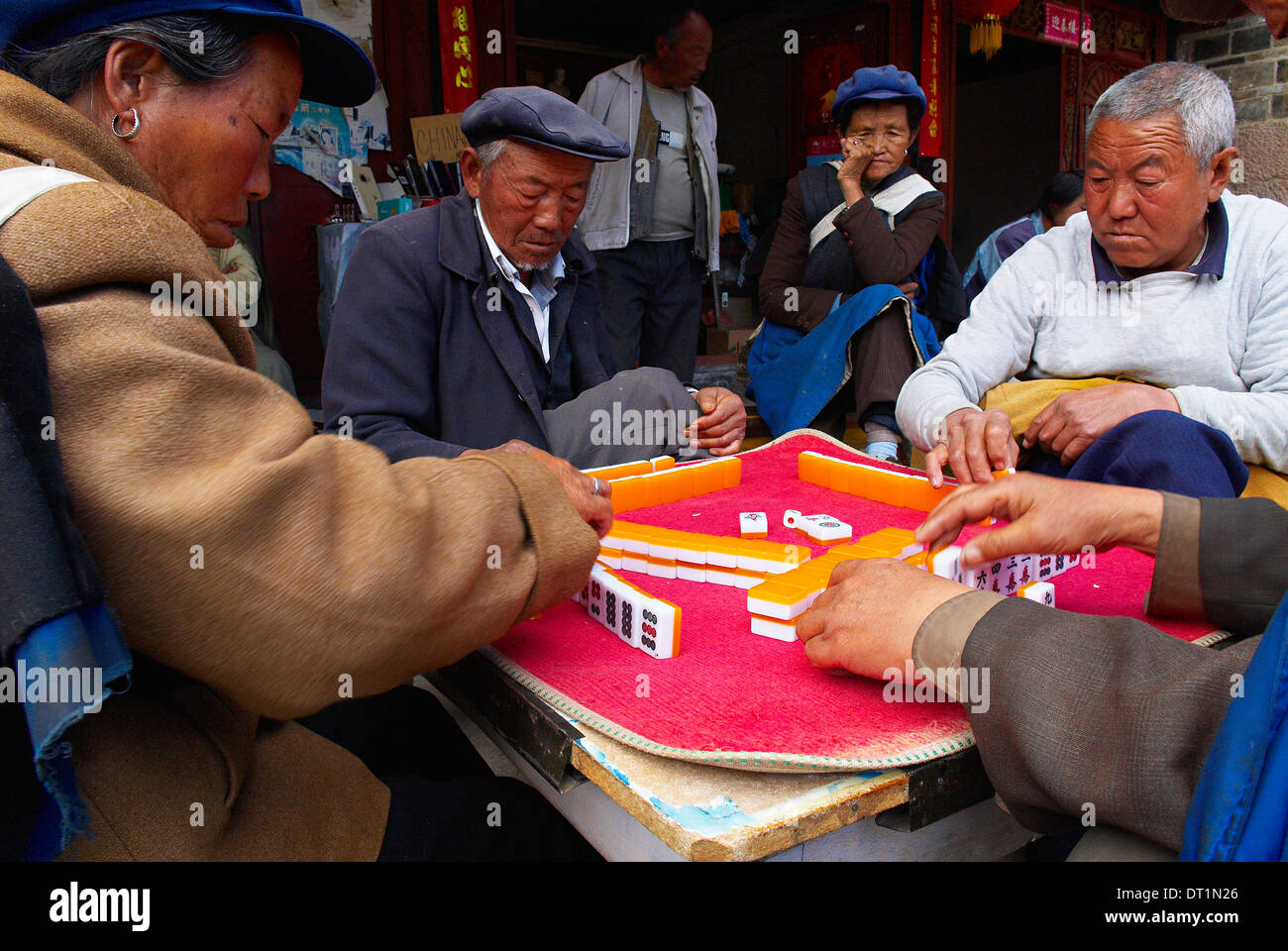 Mahjong players, Baisha village around Lijiang, Yunnan Province, China ...