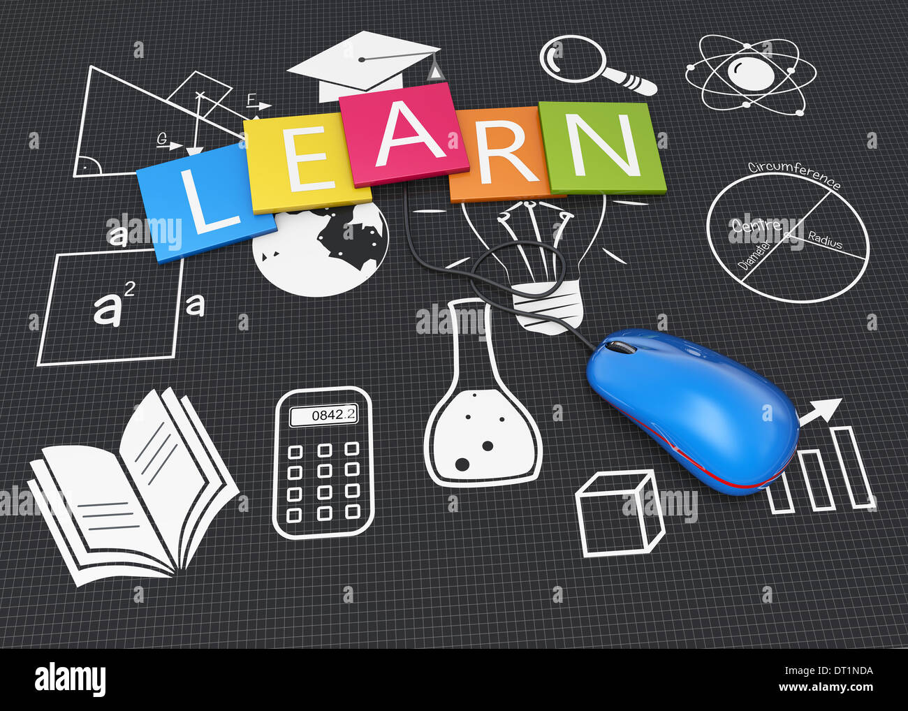 Study with school symbols background Stock Photo - Alamy