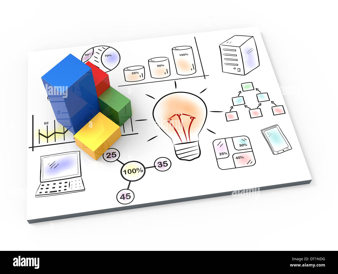Creative graphs with element drawing business plan Stock Photo - Alamy