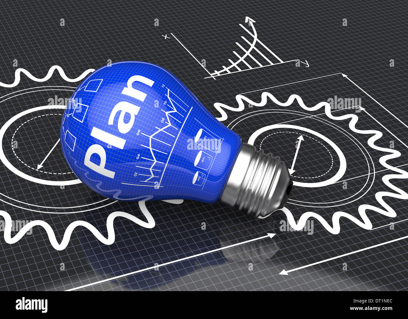 Light bulb with business charts Stock Photo - Alamy