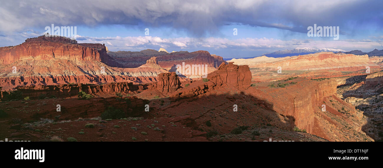 A view across the deep canyons and landscape of the Capitol Reef ...