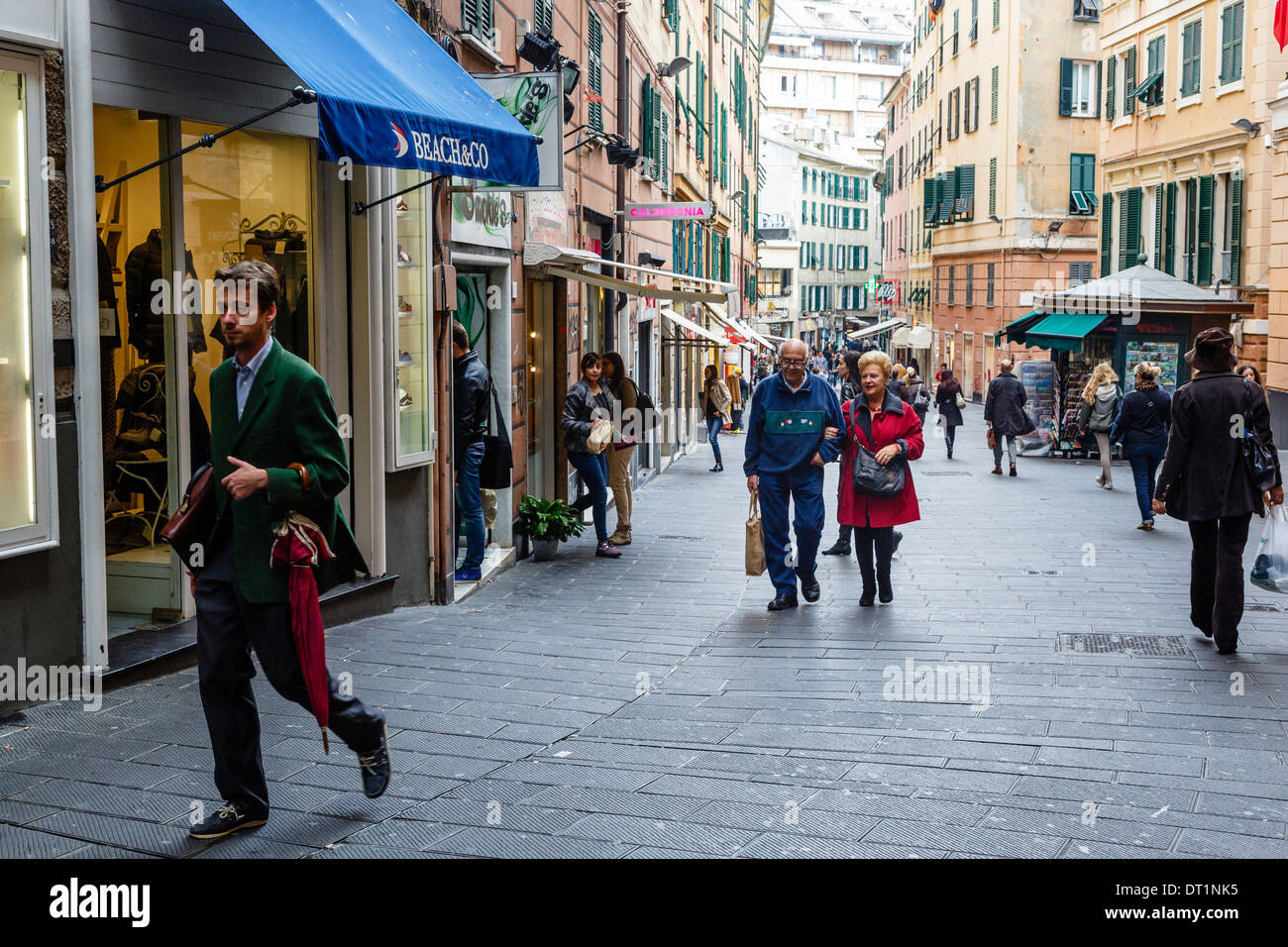 Street scene in the old city, Genoa, Liguria, Italy, Europe Stock Photo ...
