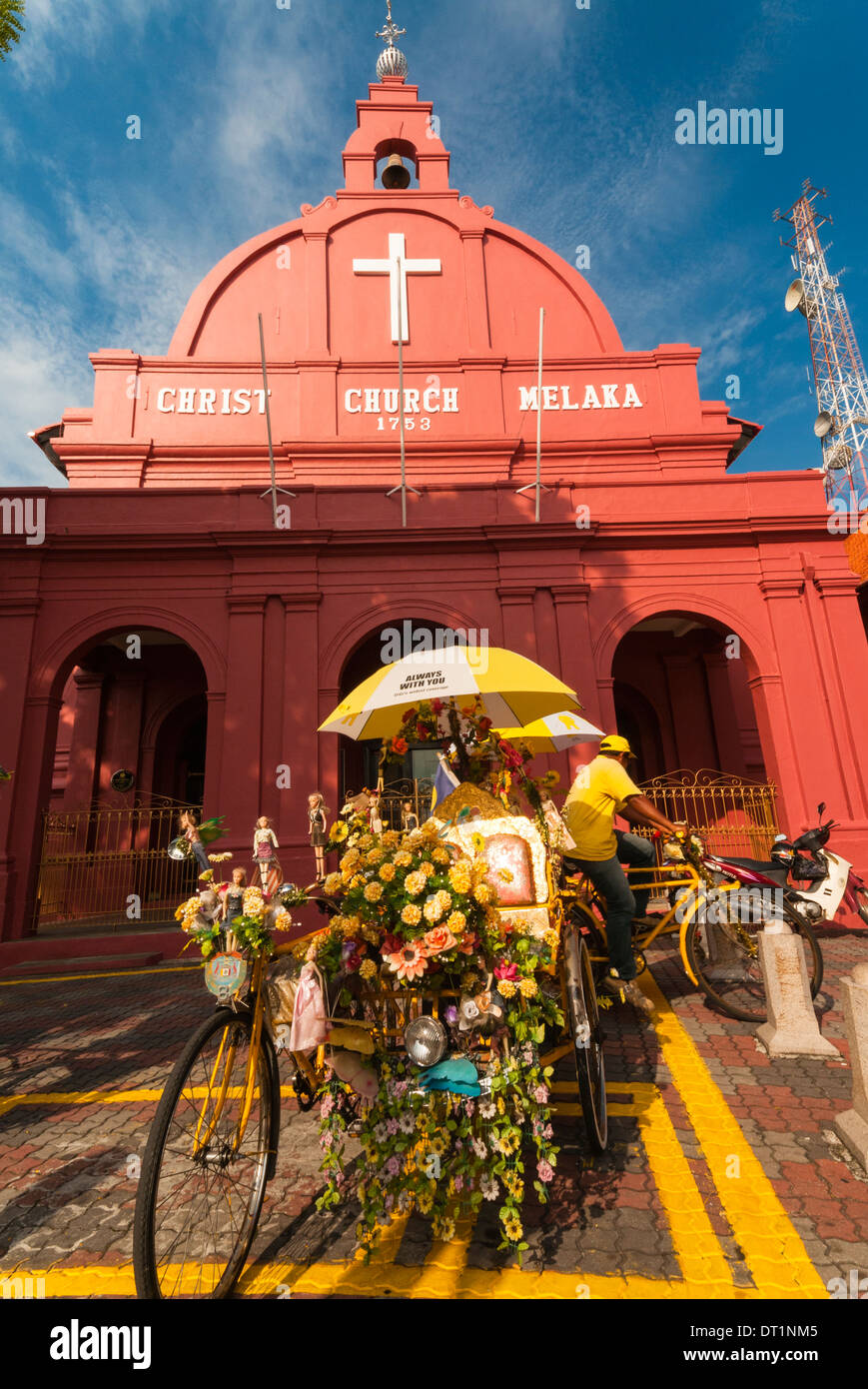 Rickshaw And Christ Church Town Square Melaka Malacca Unesco World