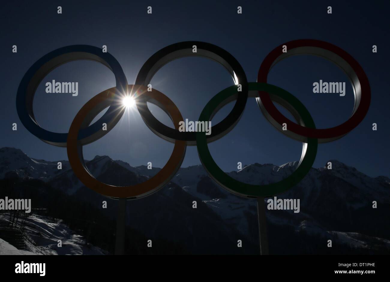 Sochi, Krasnodar region, Russia. 06th Feb, 2014. The Olympic Rings are ...