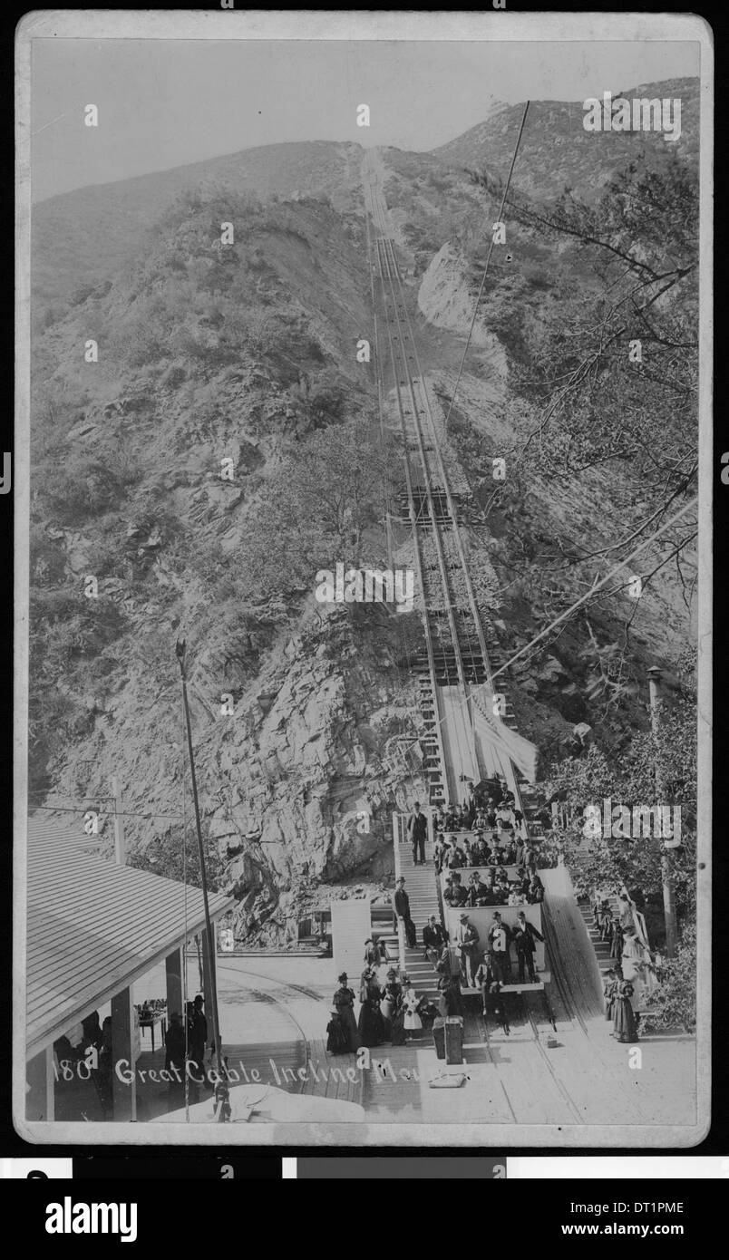 A photograph of the Great Cable Incline on the Mount Lowe Railway ...