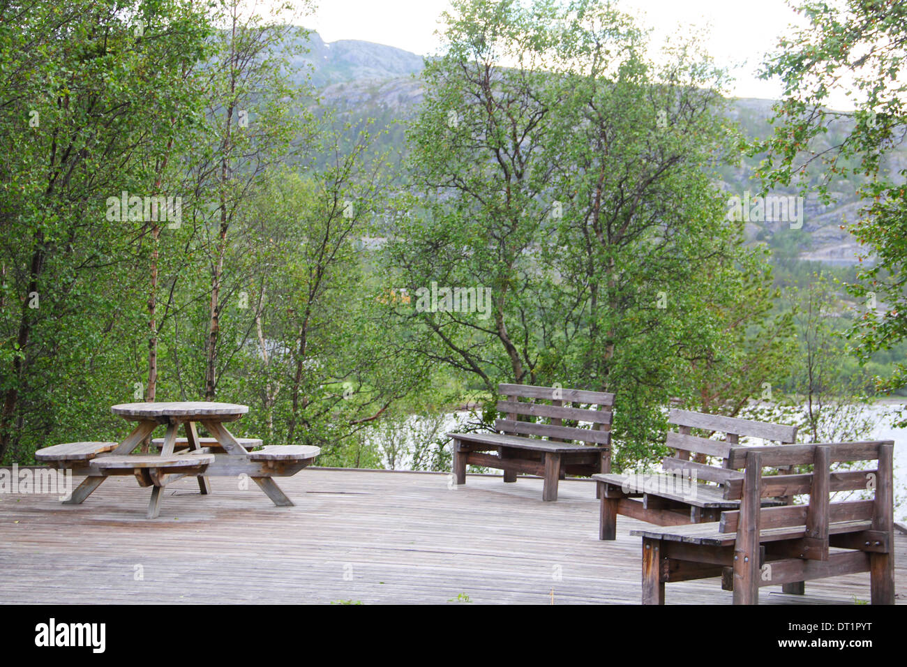 Norwegian landscaped park with walking roads, Alta Stock Photo - Alamy