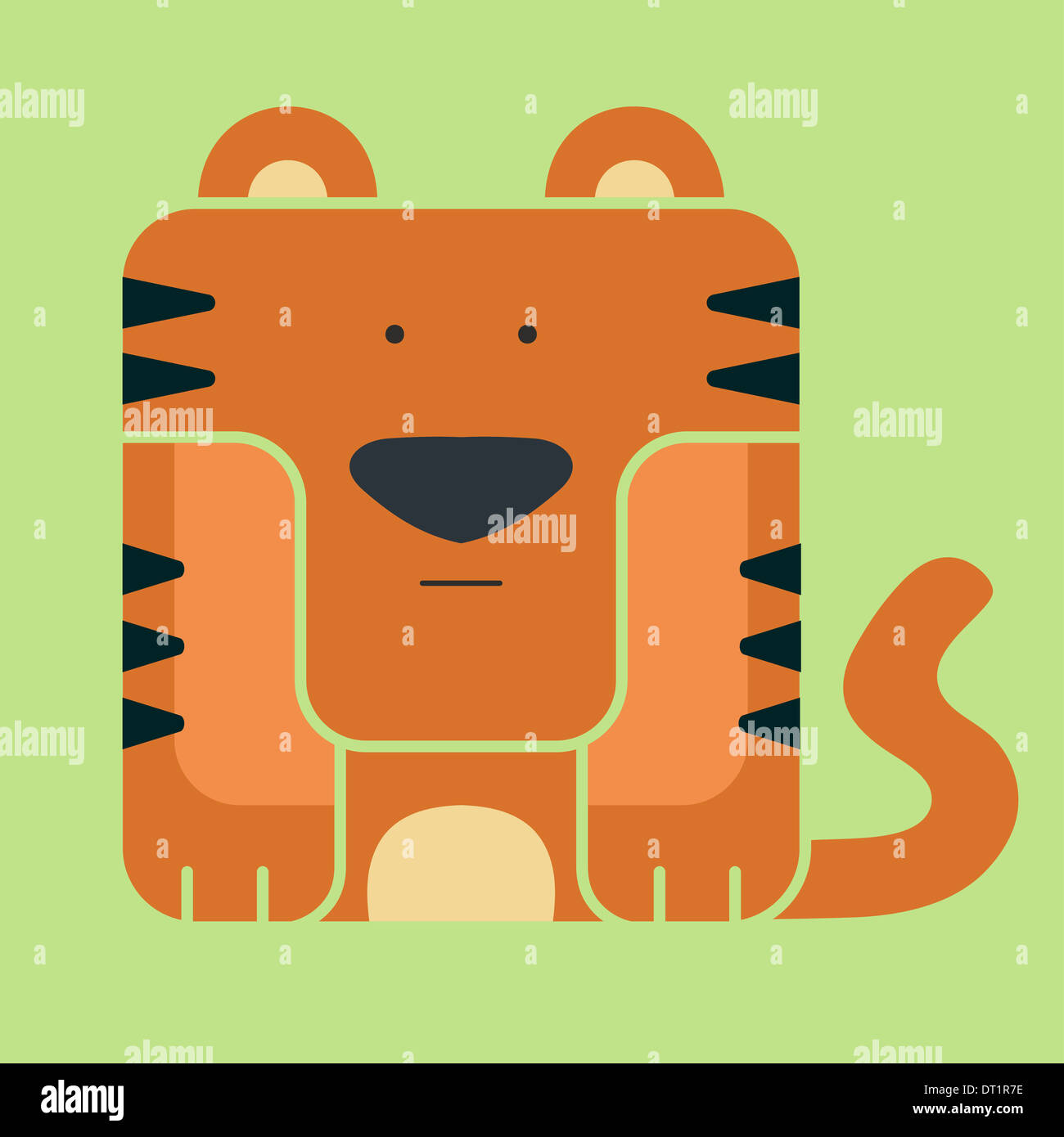 Flat square icon of a cute tiger Stock Photo - Alamy