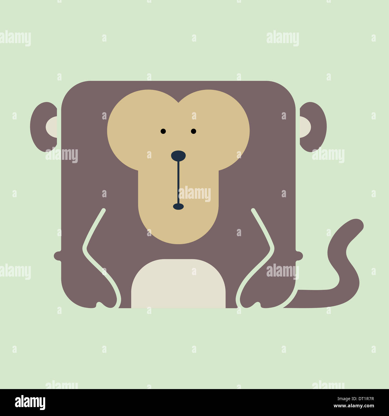Flat square icon of a cute monkey Stock Photo - Alamy