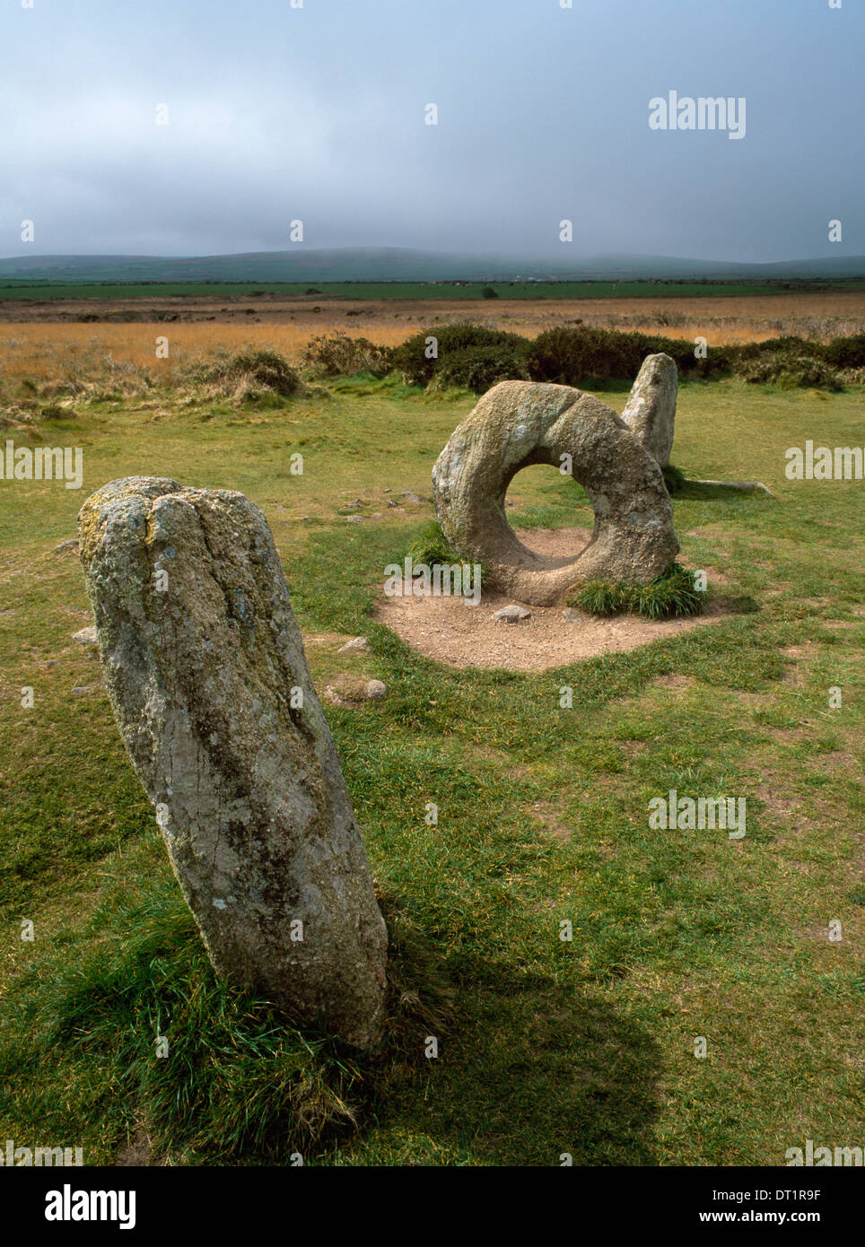 Men an Tol holed stone, Bosullow Common, West Penwith, Cornwall, is ...