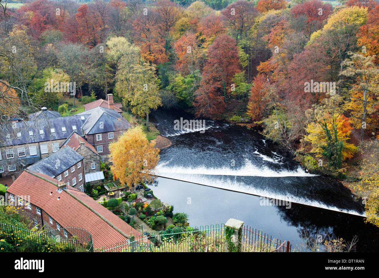 Castle Mills and the Weir on the River Nidd at Knaresborough, North ...