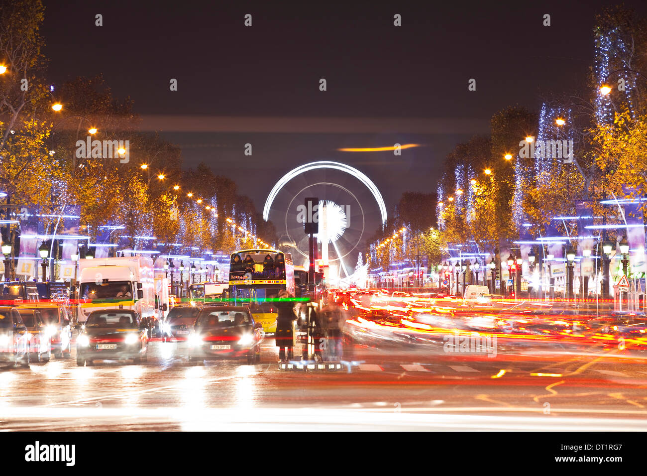 The Champs Elysees lit up by Christmas lights, Paris, France, Europe ...