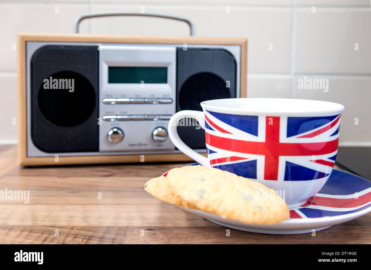 Tea break with biscuits and radio Stock Photo - Alamy