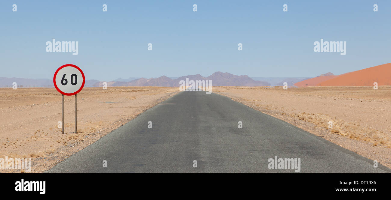 Speed limit sign at a desert road in Namibia speed limit of 60 kph ...