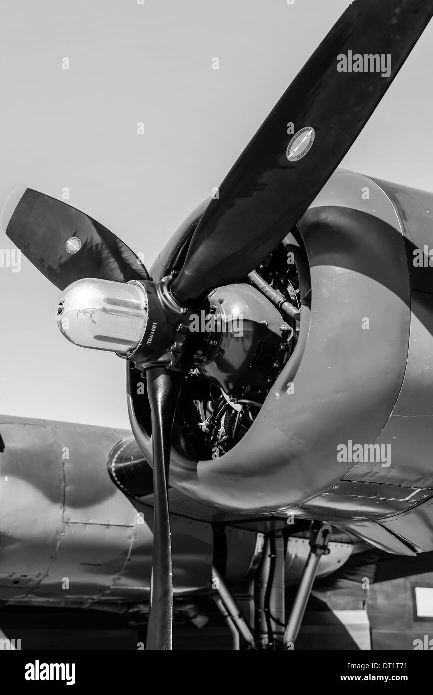 The propellor and Pratt & Whitney R-1830 engine of a WW2 B24 Liberator ...