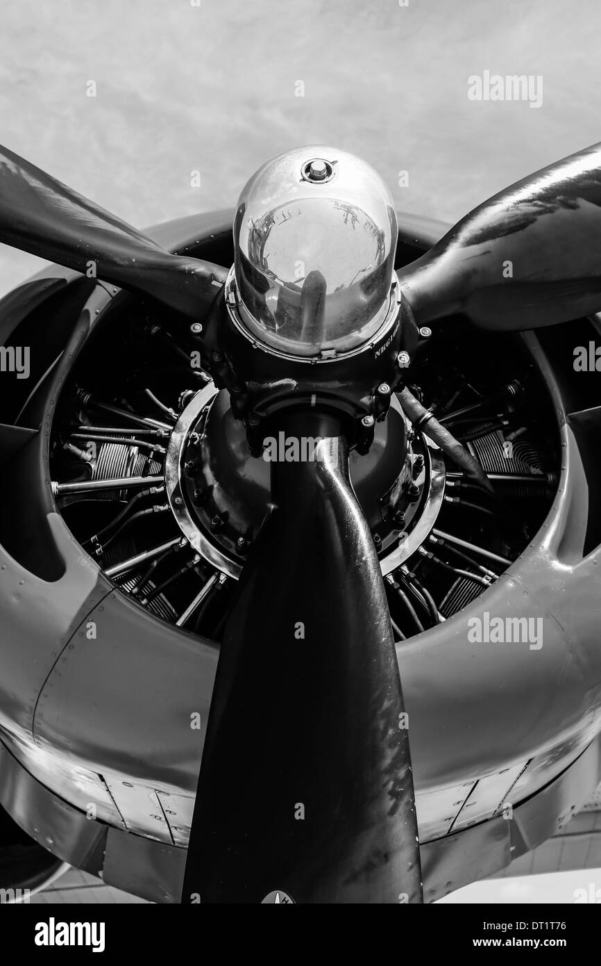 The propellor and Pratt & Whitney R-1830 engine of a WW2 B24 Liberator ...