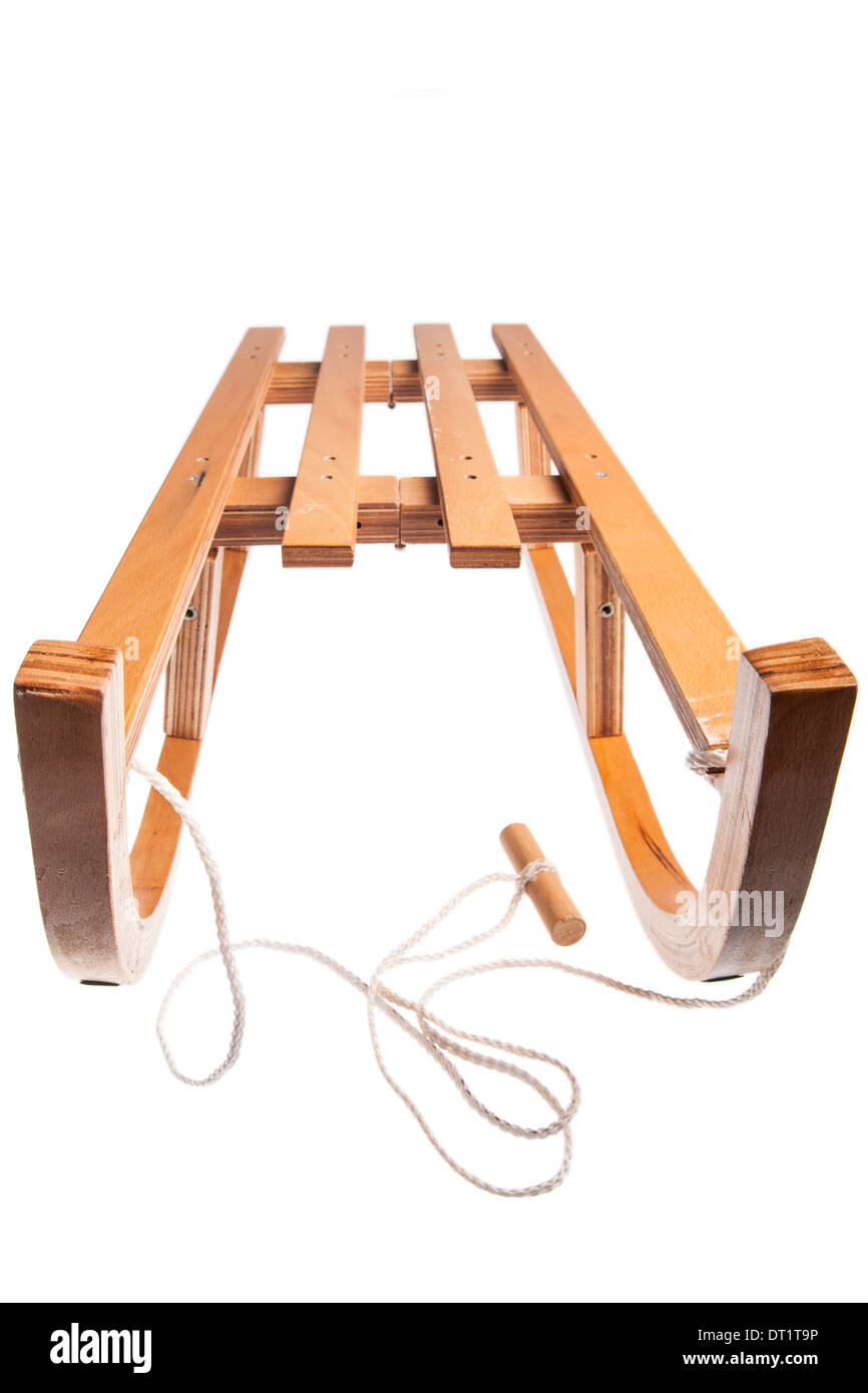 Color picture of a vintage wooden sledge isolated on white Stock Photo ...