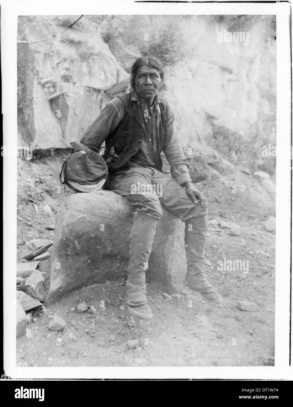 Indian on rock Black and White Stock Photos & Images - Alamy