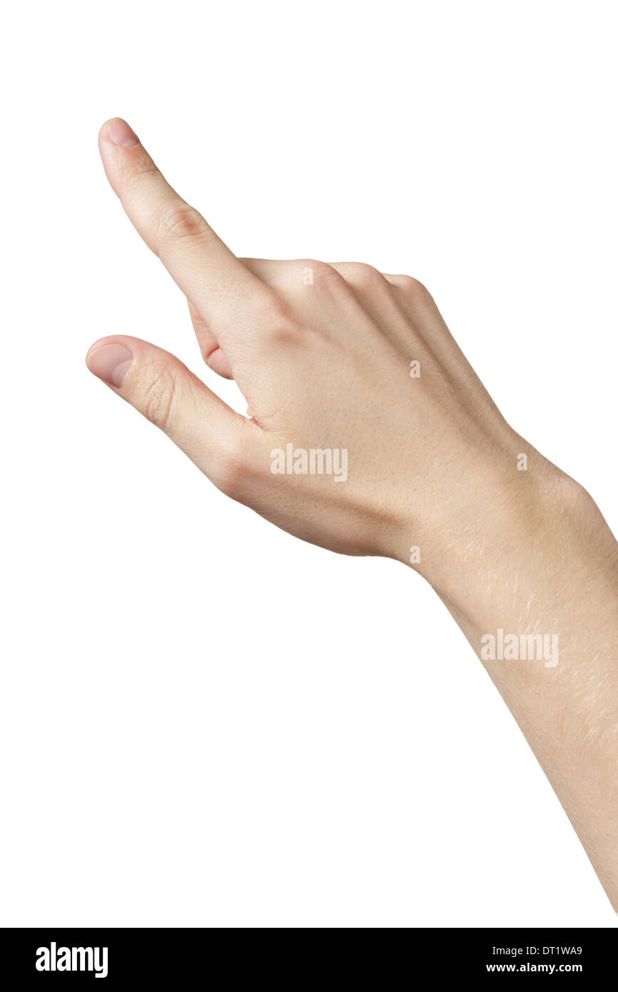 adult man hand clicking or pressing something, touch gesture isolated ...