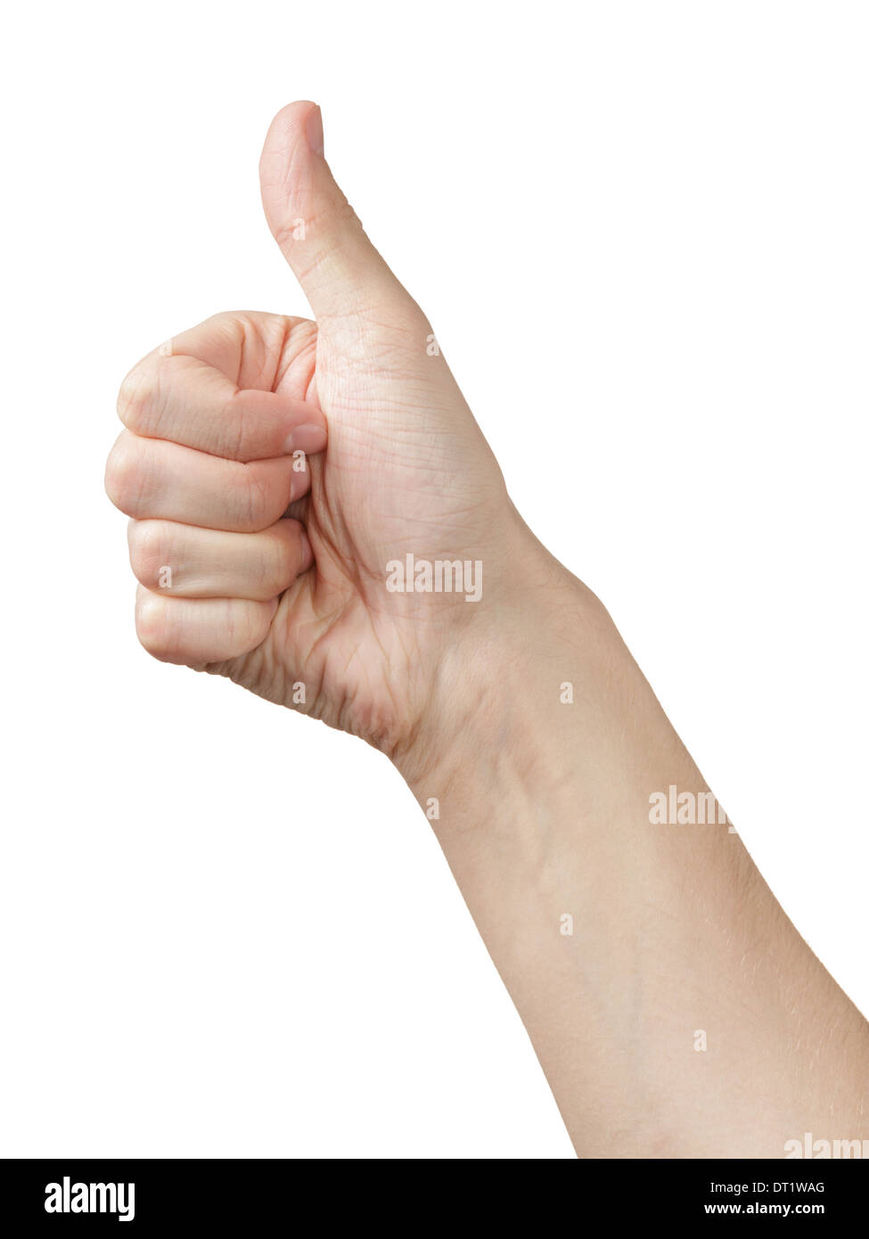 adult man hand thumb up side view, isolated on white Stock Photo - Alamy
