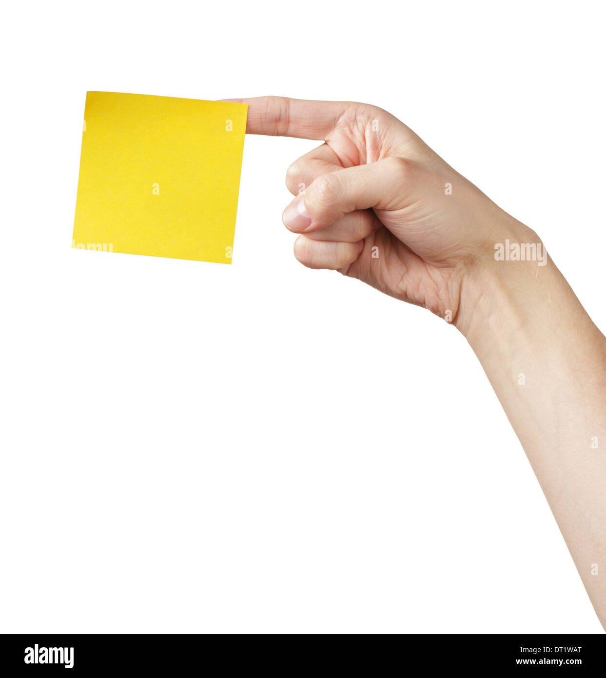 adult man hand holding sticky note, isolated on white Stock Photo - Alamy