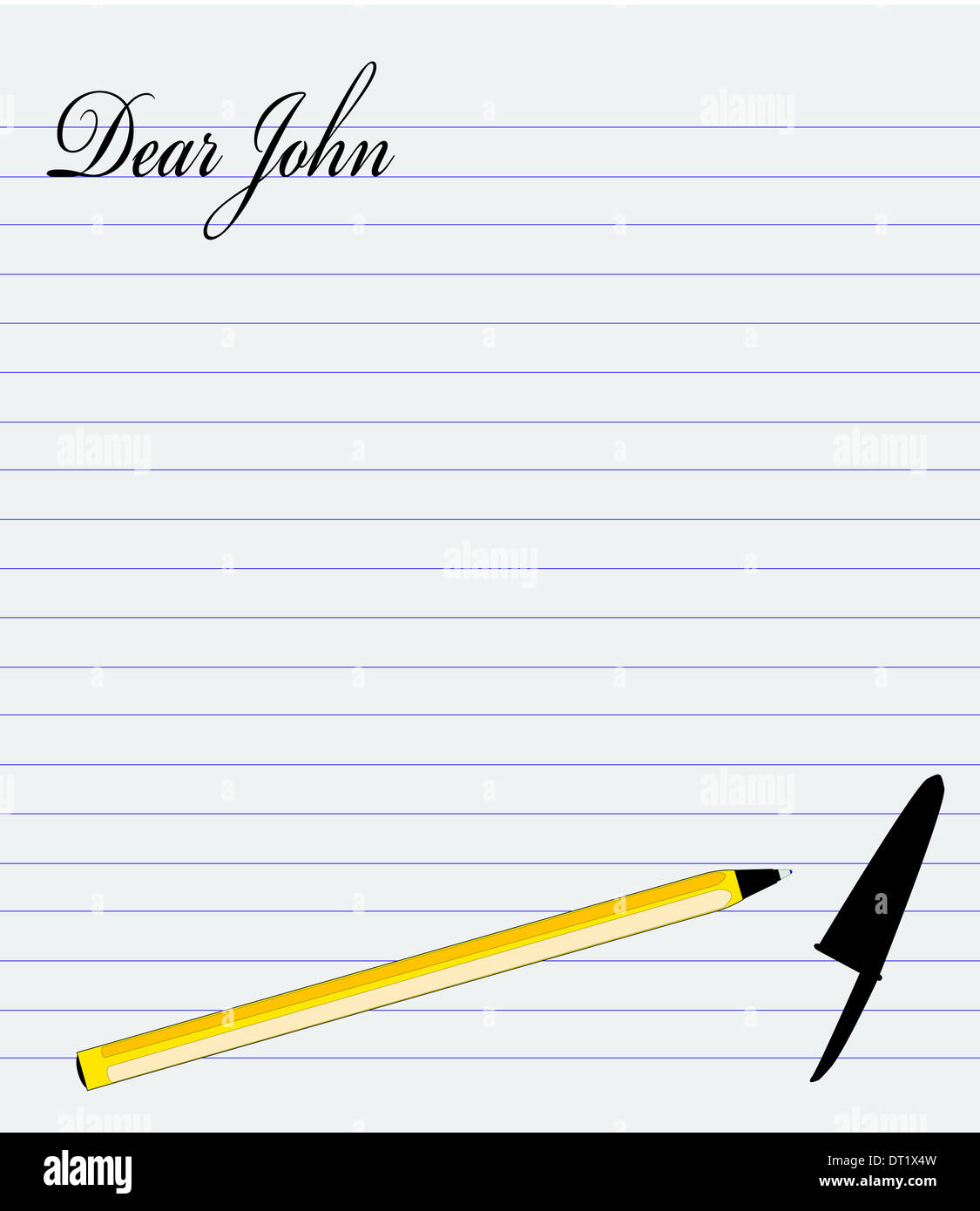 The start of a dear john letter on lined paper Stock Photo - Alamy