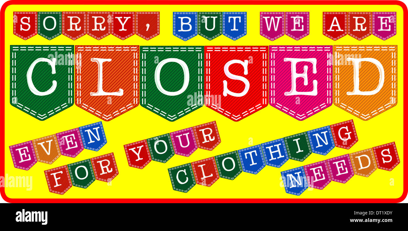 A clothing store closed sign Stock Photo - Alamy