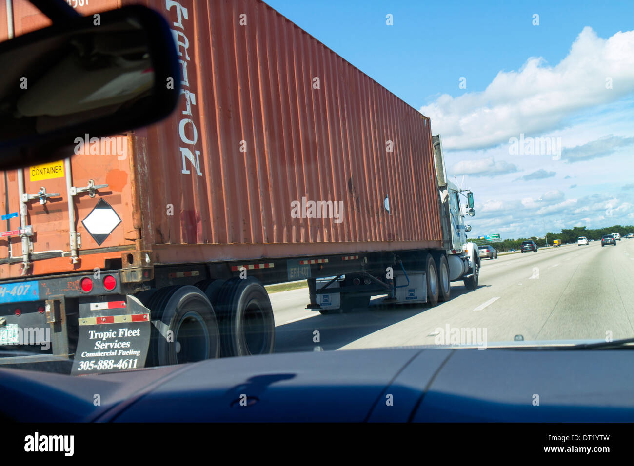 Miami Florida,I-95,Interstate,highway,semi tractor trailer,truck,lorry ...