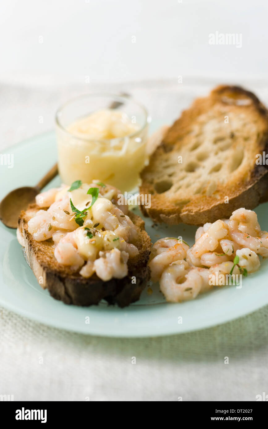 Shrimp toast with cider Stock Photo - Alamy
