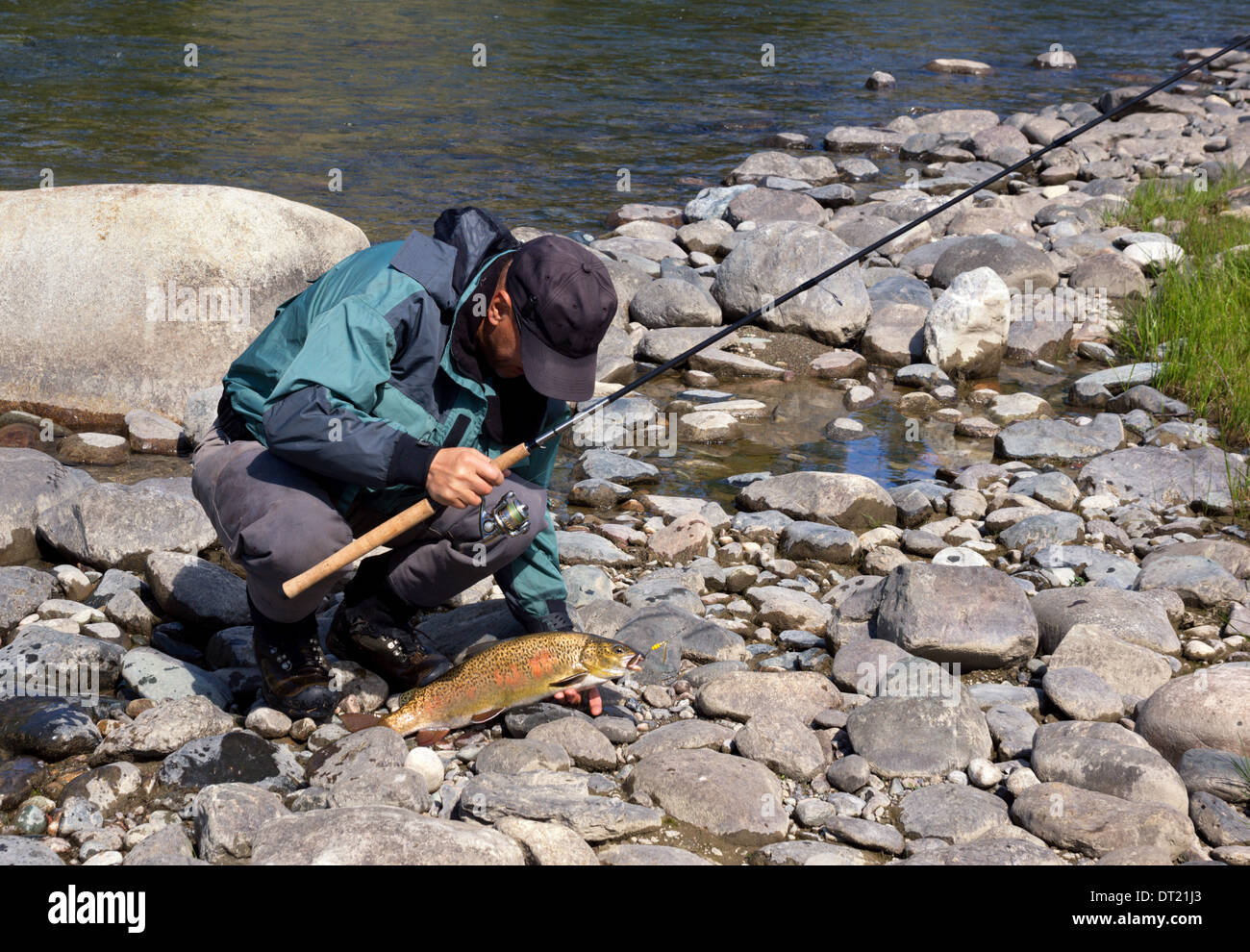 Fishing on river Shishged in the Mongolia Stock Photo - Alamy