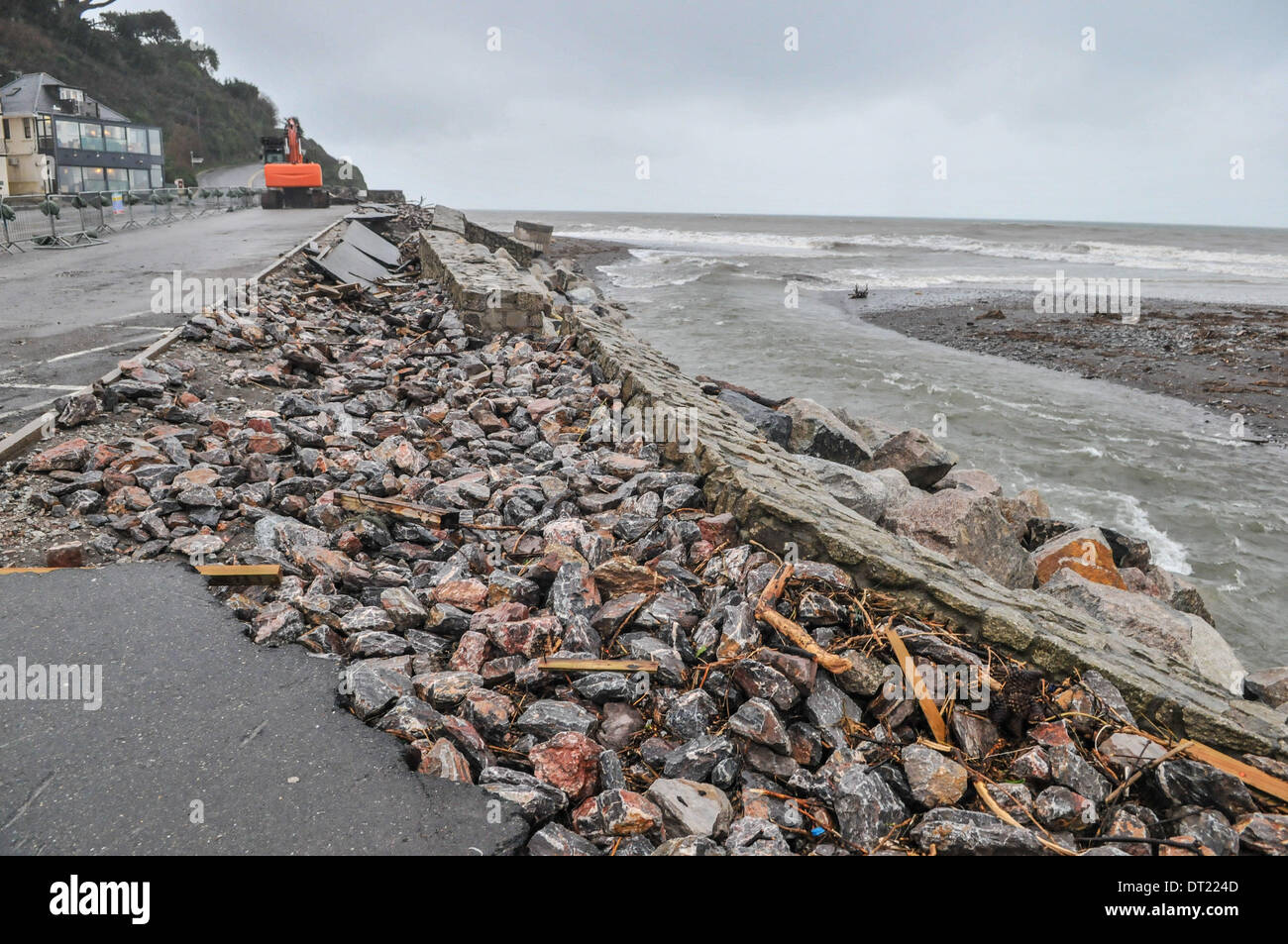 Cornwall, UK,Thursday 06th Feb 2014 The sea front and sea wall change ...