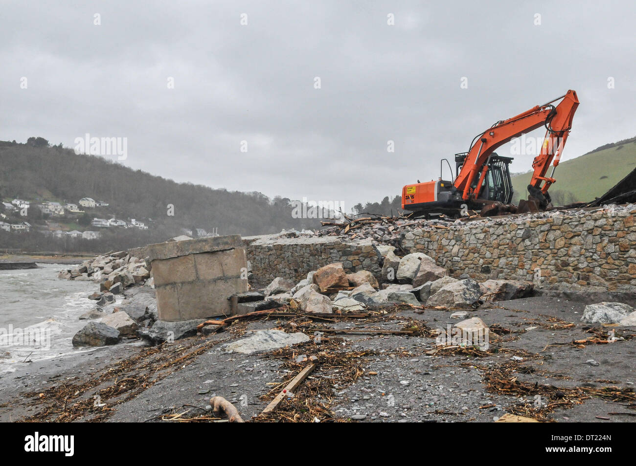 Cornwall, UK,Thursday 06th Feb 2014 The sea front and sea wall change ...