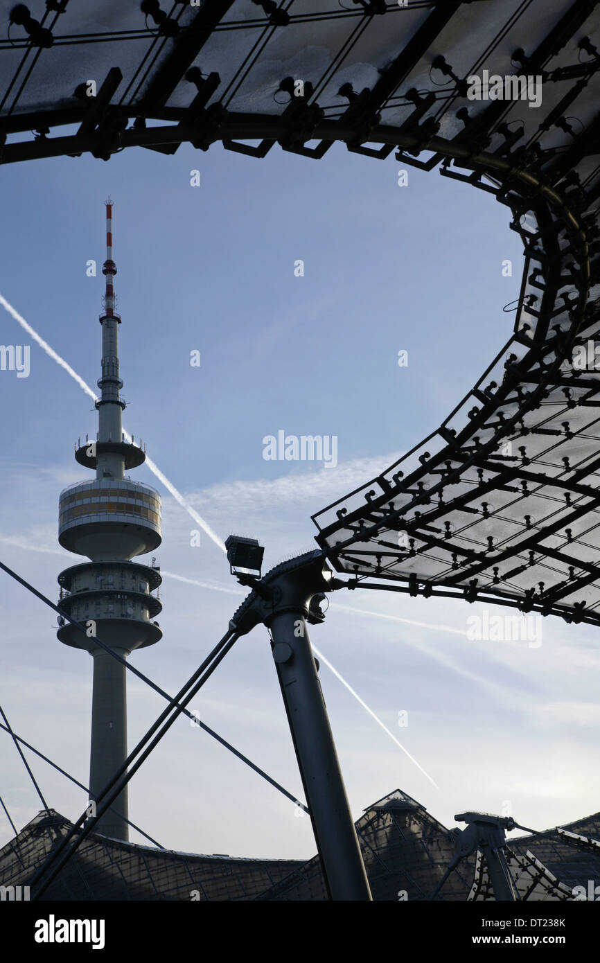 The Olympiaturm or Olympic Tower, Olympiapark, Munich, Germany Stock Photo - Alamy