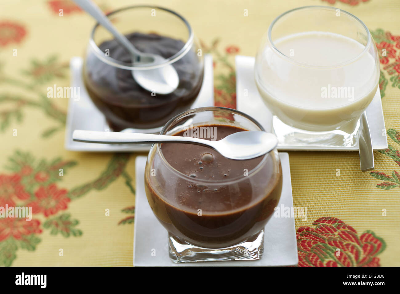 Chocolate pudding 3 colors Stock Photo - Alamy