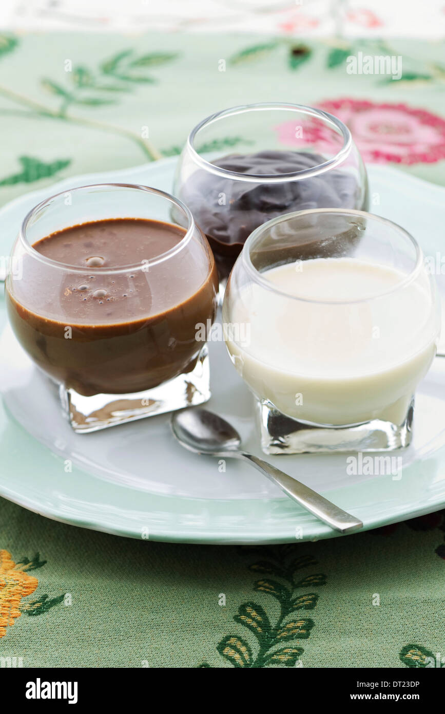 Chocolate pudding 3 colors Stock Photo - Alamy