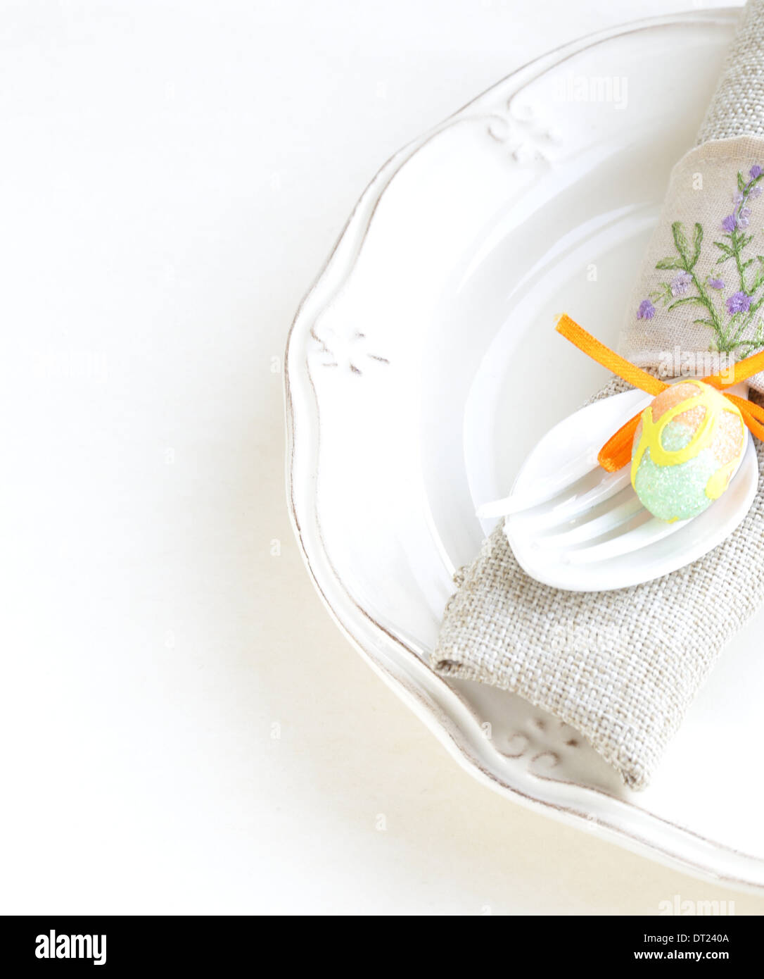 Easter table setting in a rustic vintage style Stock Photo - Alamy
