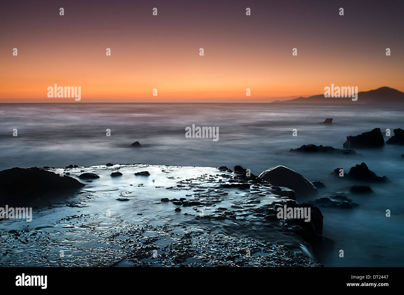 Long exposure. Sunset along the Southern Italian coast Stock Photo - Alamy
