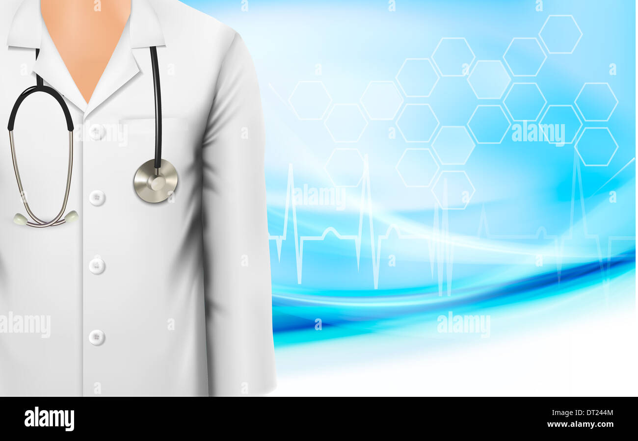 Medical background with a female doctor's lab white coat and ...
