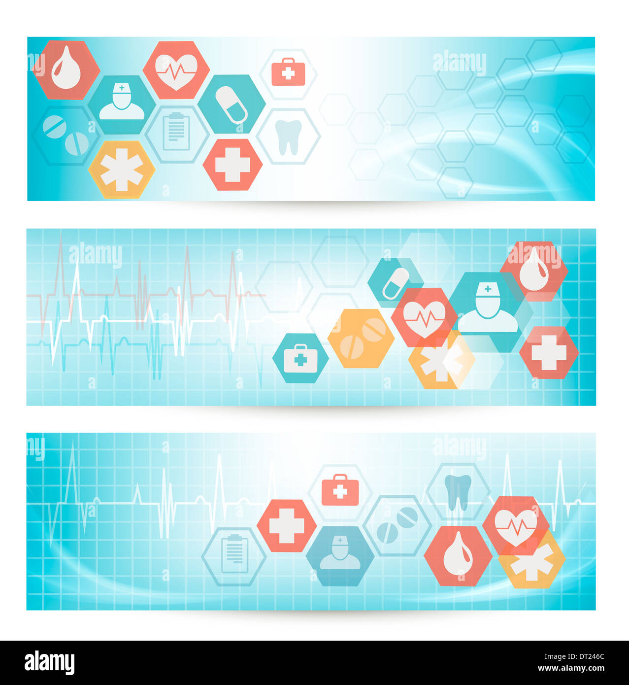 Three medical banners with icons. Vector Stock Photo - Alamy