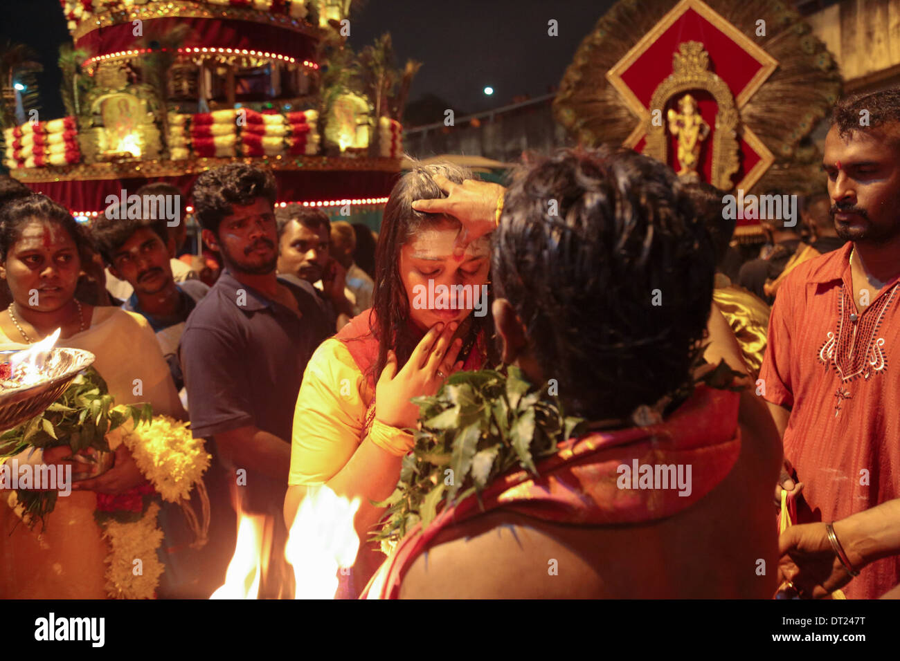 A female Thaipusam devotee in a blessing ceremony at Batu Cave, Kuala ...