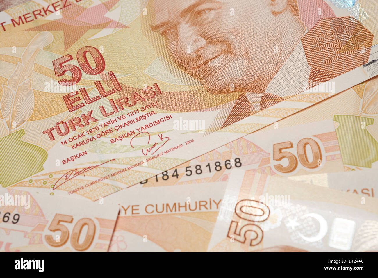 Turkish Currency, A close up of a pile of 50 Lira Notes Stock Photo - Alamy