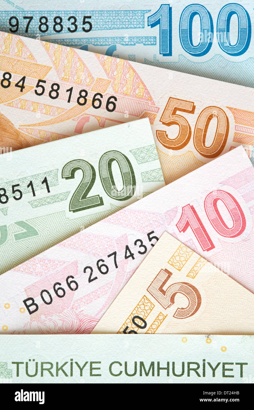 Turkish Currency, a close up of mixed Lira Notes Stock Photo - Alamy