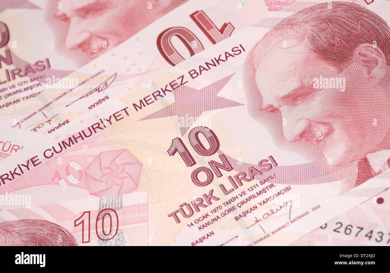 Turkish Currency, A close up of a pile of 10 Lira Notes Stock Photo - Alamy