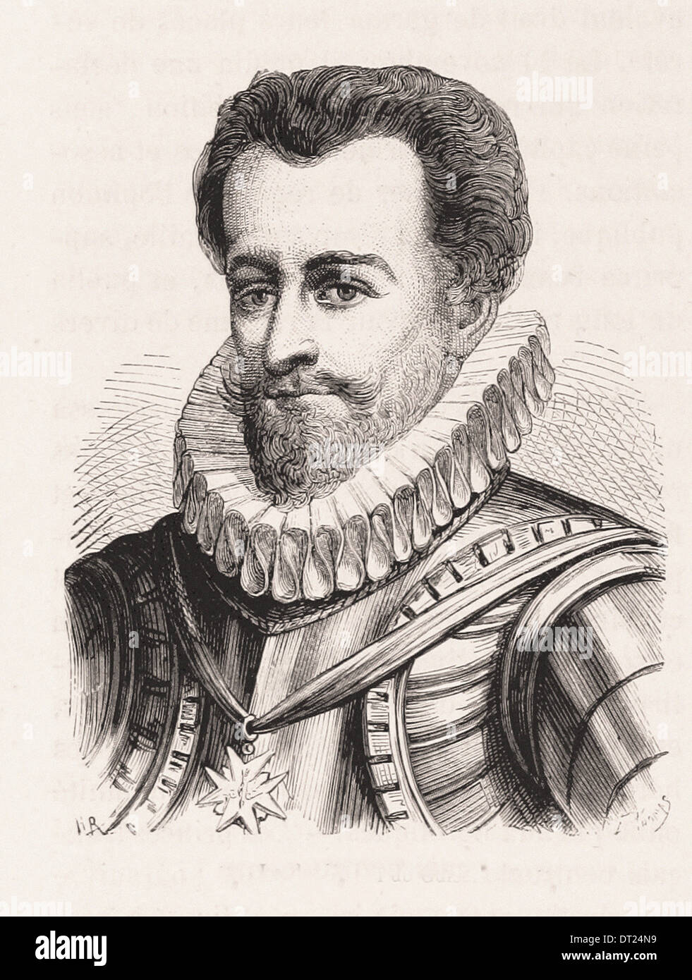 Portrait of Duke Henri de Guise - French engraving XIX th century Stock ...