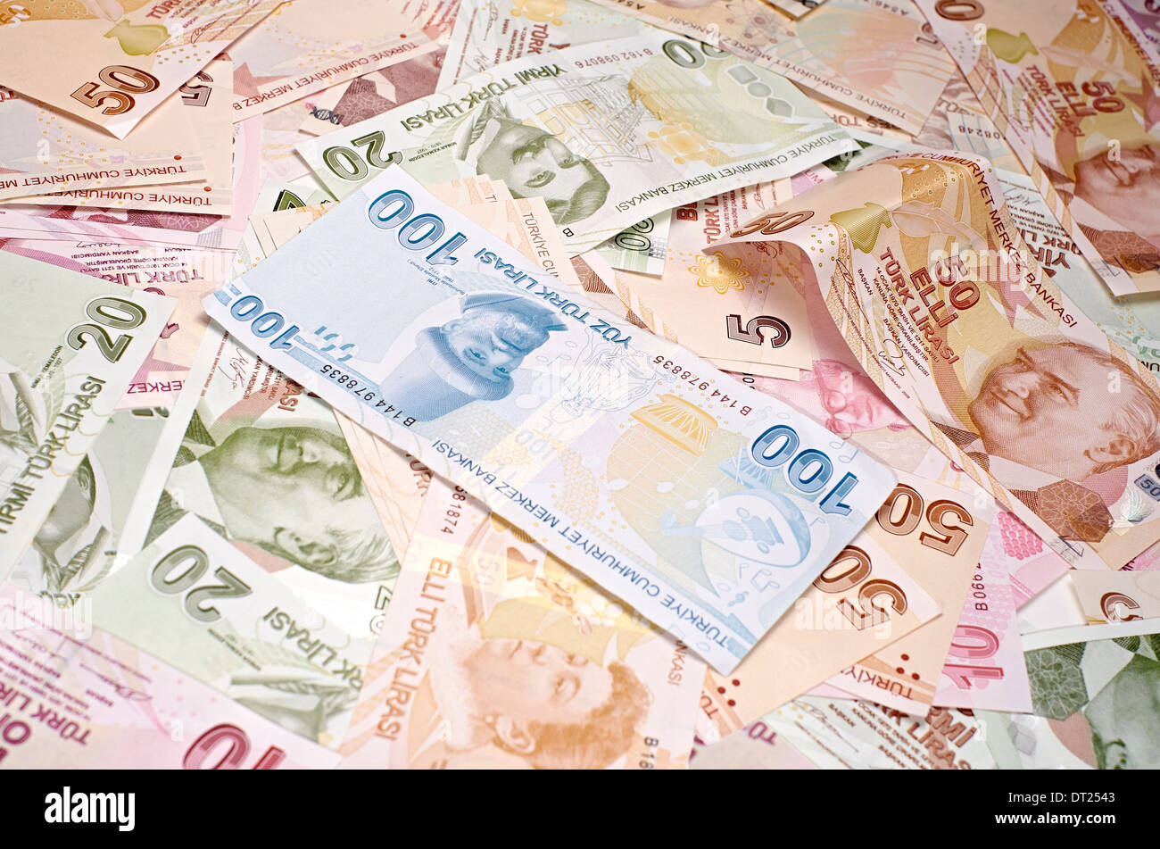 A mixture of Turkish Lira Currency, on a white background Stock Photo ...