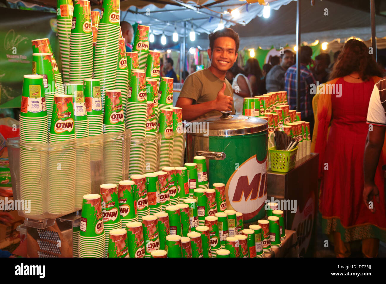Stall selling Malaysian favourite cold drink called MILO at Batu Cave ...