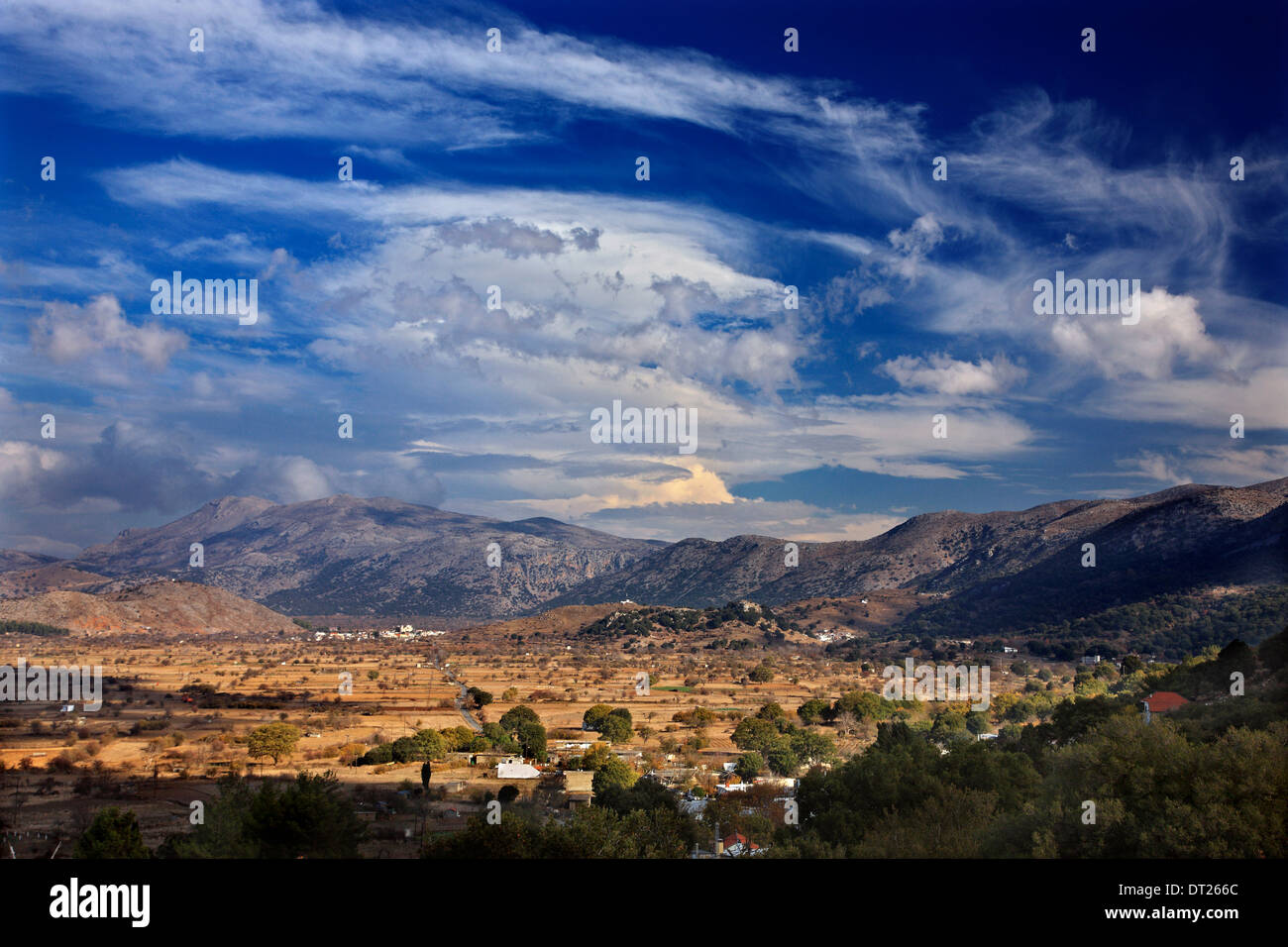 Panoramic view of famous Lasithi plateau, Crete island, Greece Stock ...