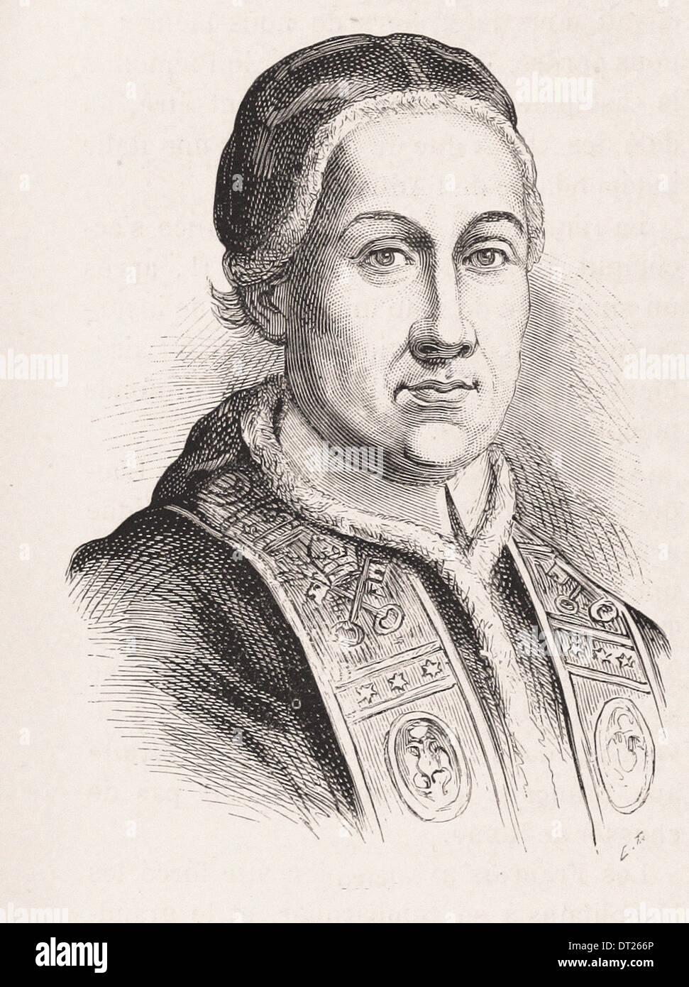 Portrait of pope pie vi french engraving xix th century hi-res stock ...
