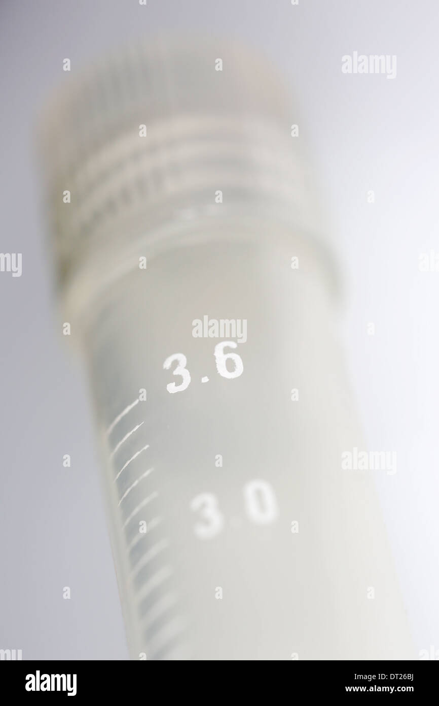 Cryotube used to store biological material in liquid nitrogen with ...