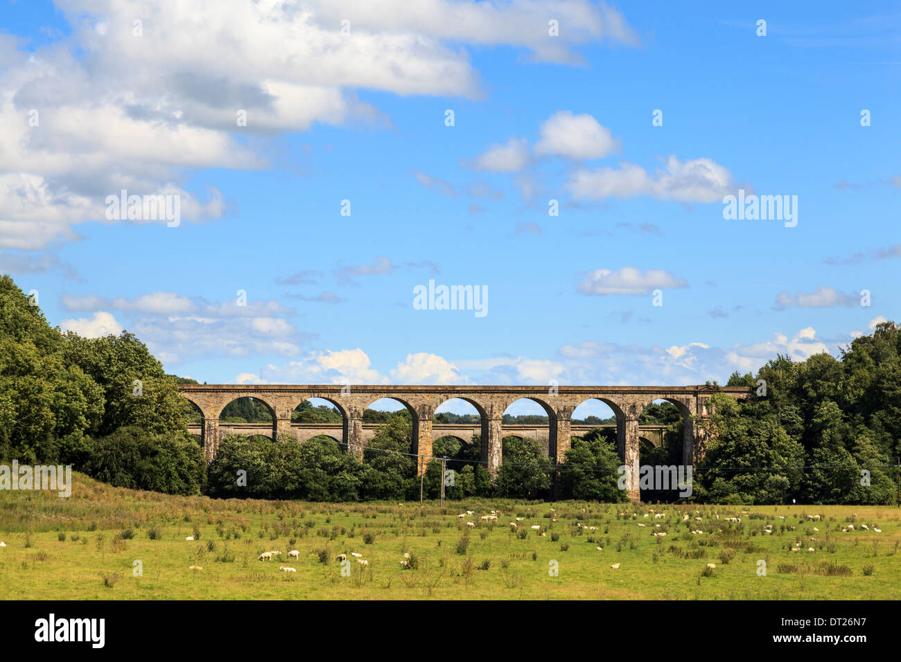 Chirk Railway Viaduct and aqueduct in the Ceiriog Valley Stock Photo ...